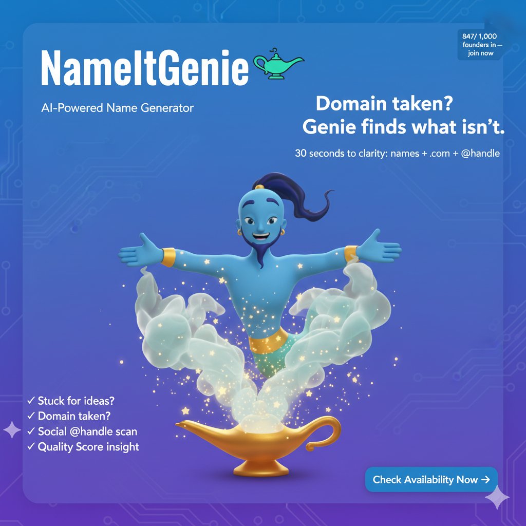 AI Name Generator for SaaS, Apps & Creators | NameItGenie.ai